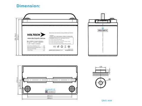 Voltech Lithium Battery 12V-120Ah – Mountains Auto Electrical Warehouse